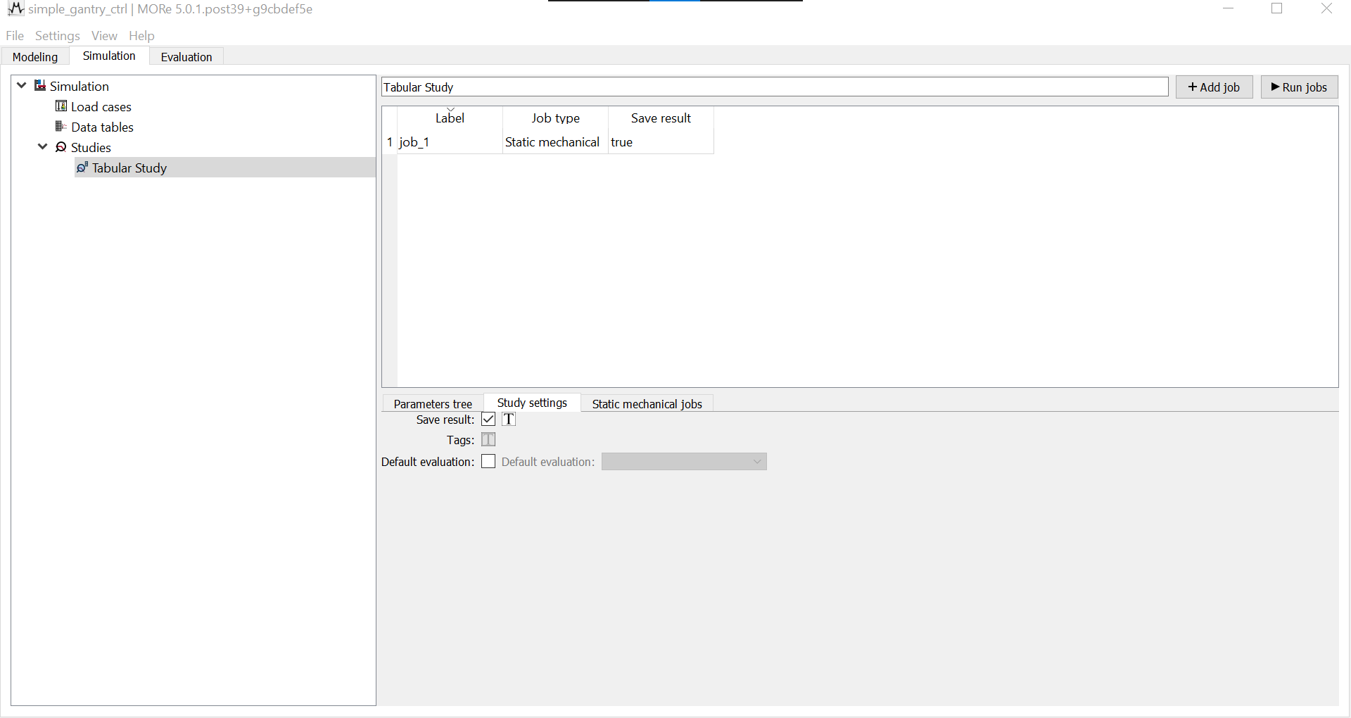 Tabular studies - MORe 5.11.1 documentation